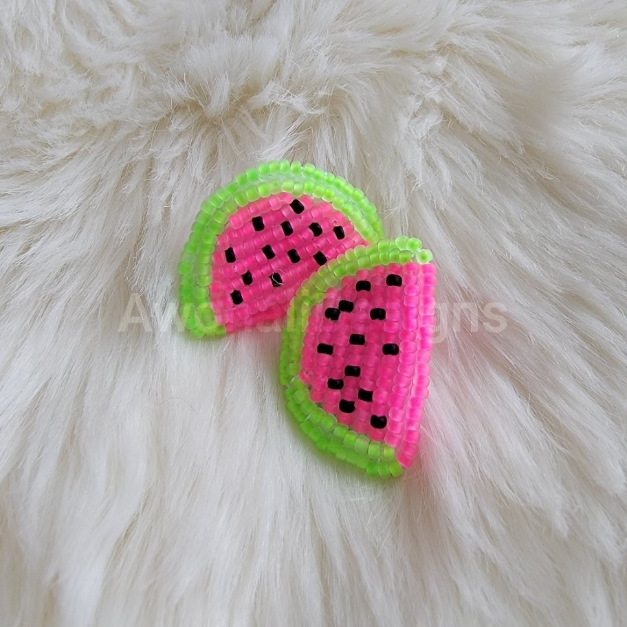 Neon Watermelon Studs | Awohali Designs